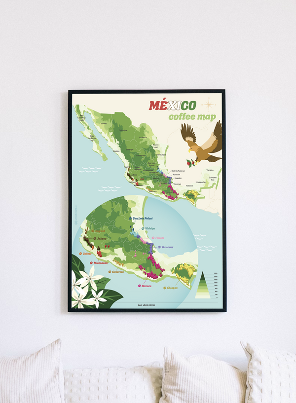 Póster: Mapa del café en México – Cafe Loco Coffee LAB